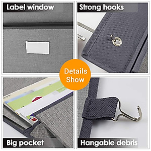 homyfort Over the Door File Organizer, Wall Hanging File Folders with 5 Large Pocket for Mails, Magazines, Back to School Supplies,Office Chart Storage, Paper Organization (Grey)