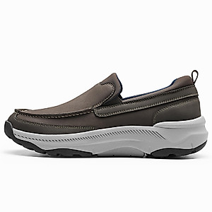Mens Slip on Shoes, Casual Walking Loafers with Arch Support, Orthopedic Slip in Sneakers Lightweight Non Slip Taupe