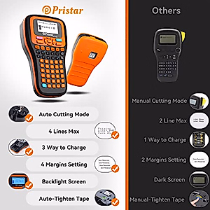 Auto-Cut Label Maker Machine with Tape PS-100E Rechargeable Handheld Labeler with Keyboard Multiple Templates for TZe 0.13-0.47 Inch Tapes Easy to Use for Home Office Industrial Labeling Organization
