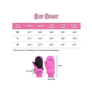 Toddlers Mittens Kids Winter Snow Waterproof Mitten Unisex Baby Lined Fleece Warm Skiing Gloves for Baby Boy Girl Black 1-2 Years