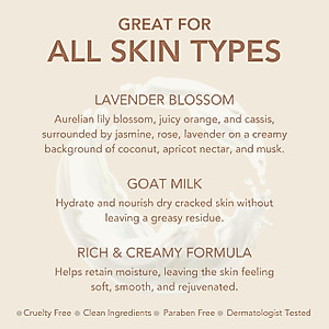 Dionis Goat Milk Hydrating Skincare Scented Cream, Rich & Creamy Daily Moisturizing Lavender Blossom Spice Body Lotion For Dry Skin, Made in the USA, Cruelty-Free & Paraben-Free, 8.5 oz Bottle