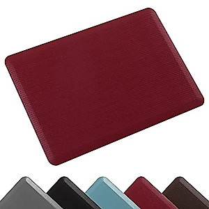 Carvapet Anti-Fatigue Floor Mat Cushioned Kitchen Comfort Mat Waterproof Non-Slip Standing Desk Mats and Rugs Heavy Duty PVC Ergonomic Foam Mat for Home Kitchen Office Laundry,Burgundy,17.3"x28"