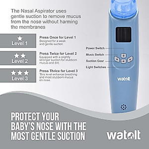 Watolt Baby Nasal Aspirator - Electric Nose Suction for Baby - Automatic Booger Sucker for Infants - Battery Powered Snot Mucus Remover for Kids Toddlers