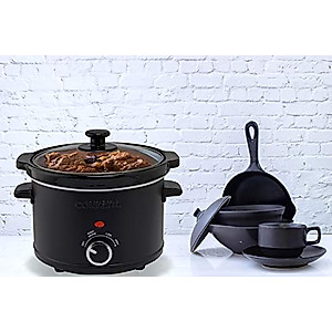 Courant Slow Cooker 2.5 Quart Crock, with Easy Cooking Options, Dishwasher Safe Pot and Glass Lid, Matte Black
