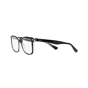 Ray-Ban RX5285 Square Prescription Eyeglass Frames, Black On Transparent/Demo Lens, 53 mm