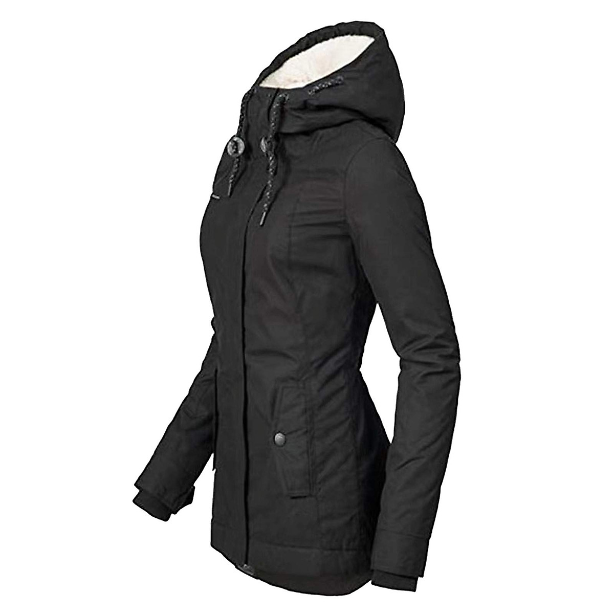 Aniywn Fleece-Lined Rain Jacket for Women Waterproof Windproof Snow Ski Hooded Jacket Winter Outdoor Windbreaker Coat