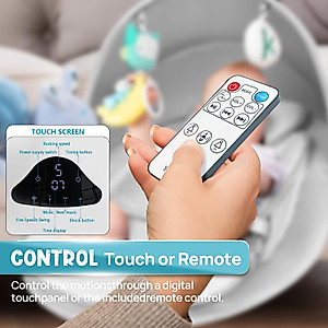 RIVIPLOU Baby Swing for Infants,Electric Portable Baby Swing, Bluetooth Infant Swing for Newborn with 5 Speeds,Remote Control, Indoor & Outdoor Use - Perfect for 0-9 Months