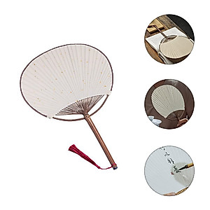 ULTNICE Round Fan Japandi Decor Silk Fans Hand Held Fan Chinese Hand Fan Blank Drawing Fan Double- Sided Paddle Fan Creative Circular Fan Simple Fan Japanese Retro Fan Rice Paper Miss Asia