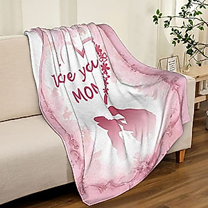 HELERKOL Mom Gift Blanket,I Love You Mom Gift,Mother's Day Pink Blanket,Birthday Gifts for Mom - Gifts from Daughter or Son(50"x60")