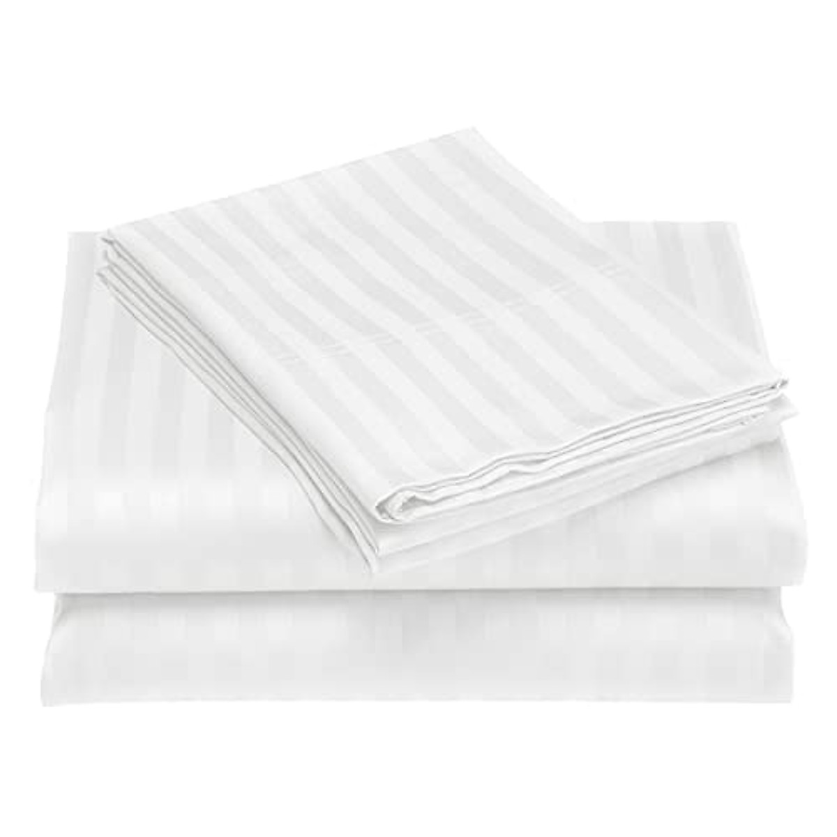 JOOKI Striped Bed Sheets Set Full, 100% Microfiber Full Size Sheets Set Luxury Hotel Soft Cooling Sheets, 16" Deep Pocket Sheets, Breathable Wrinkle Free 4 Piece Bedding, White