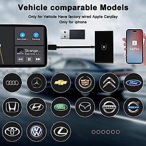 Wireless CarPlay - Wired CarPlay Convert Cars Wireless CarPlay，Wireless CarPlay Adapter，Apple CarPlay Wireless Adapter，Plug & Play Fast and Easy Use Fit for Cars from 2016 & iPhone iOS 10+