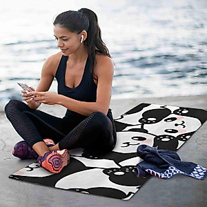 Qilmy Panda Yoga Mat Non-Slip Foldable Sweat Absorbent Travel Yoga Mat with Carrying Bag for Yoga, Pilates, Exercise, Workout, Bikram and Hot Yoga 71 x 26 Inch