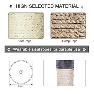 PawHut 8.5' Adjustable Height Floor-to-Ceiling Vertical Cat Tree, Gray and White