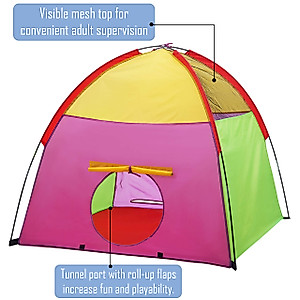 ATDAWN Kids Play Tent, Pop Up Tent for Kids, Camping Playground, Indoor/Outdoor Children Playhouse for Boys and Girls, Rainbow Color (L)