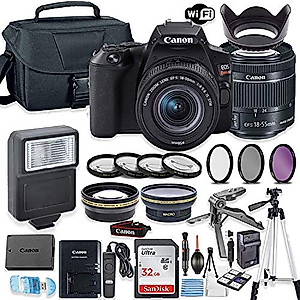 Canon EOS Rebel SL3 DSLR Camera Bundle with Canon EF-S 18-55mm STM Lens + 32GB Sandisk Memory + Camera Case + Digital Flash + Accessory Bundle (Renewed)