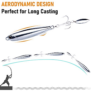 Dr.Fish 3 Pack Jigging Spoons Metal Casting Jigs Bladed Treble Hooks Saltwater Casting Spoons Surf Fishing Lures Vertical Diamond Jigs Mackerel Striper Bluefish Lures 1oz-#4 Hook