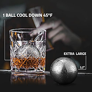 Gifts for Men Dad, Tikaton Whiskey Stones, Christmas Stocking Stuffers, Unique Anniversary Birthday Gift Ideas for Him Husband Boyfriend, Cool Retirement Gifts for Men, Silver Ball