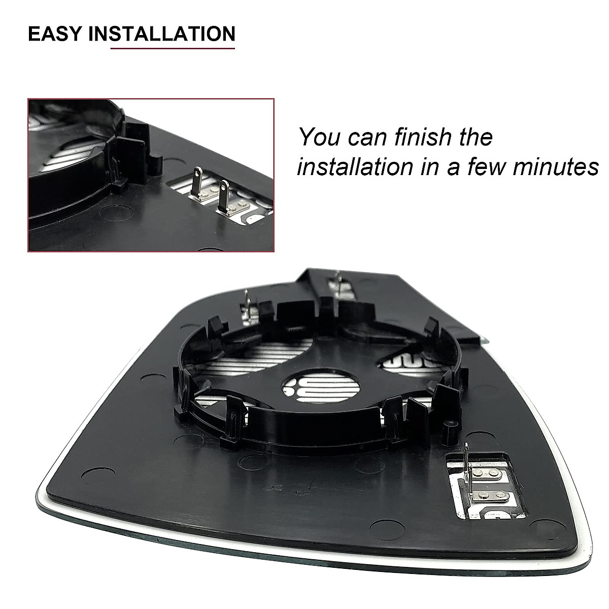 Passenger Right Side Mirror Replacement for 2012-2018 Ford Focus Side Mirror Glass - Side View Heated Convex Mirror Glass with Rear Holder, Replace CM5Z-17K707-G