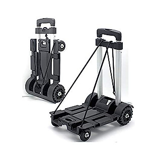 APOXCON Folding Hand Truck, Lightweight Aluminum Luggage Cart with 4 Wheels & Adjustable Handle, 160 lbs Capacity Foldable Dolly Cart for Moving Home Office Shopping Travel Use, Compact and Portable