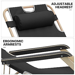 MoNiBloom Folding Reclining Patio Chair, 3-Position Patio Lounger Folding Chairs with Adjustable Backrest and Headrest for Backyard Poolside Lawn, 330lbs Capacity