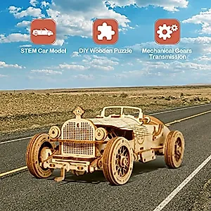 RoWood Model Cars to Build, 3D Wooden Puzzle for Adults & Teens, DIY Scale Mechanical Car Model Building Kits, Best Toys Gift for Kids - Grand Prix Car