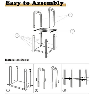 Artibear Small Firewood Rack Holder for Indoor Fireplace, 2-Tier Fire Wood Log Storage Stacker Stand for Outdoor Patio, Black