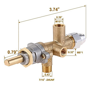 OWLEEN Safety Brass Patio Heater Main Control Valve with Pilot Port Fit for Low Pressure Patio Connection