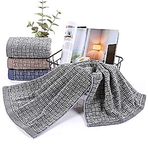 Pidada Hand Towels Set of 2 100% Cotton Checkered Pattern Absorbent Soft Decorative Towel for Bathroom 13.4 x 29.1 Inch (Gray)