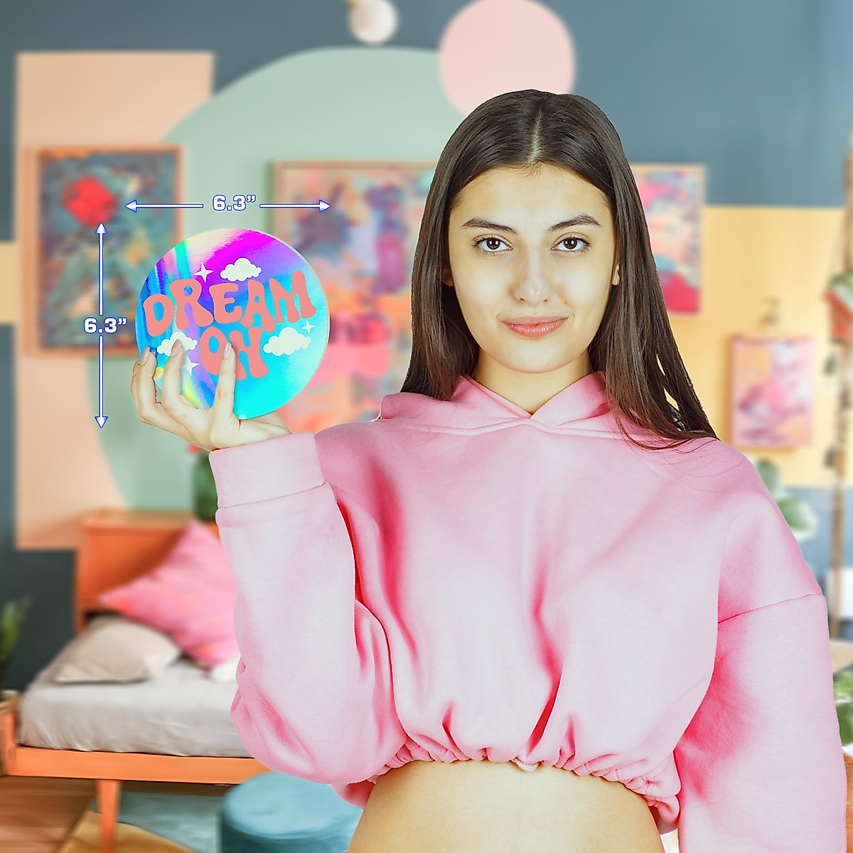 HK Studio Y2K Room Decor - Hologram Disc Teen Room Decor 6" Pack 12