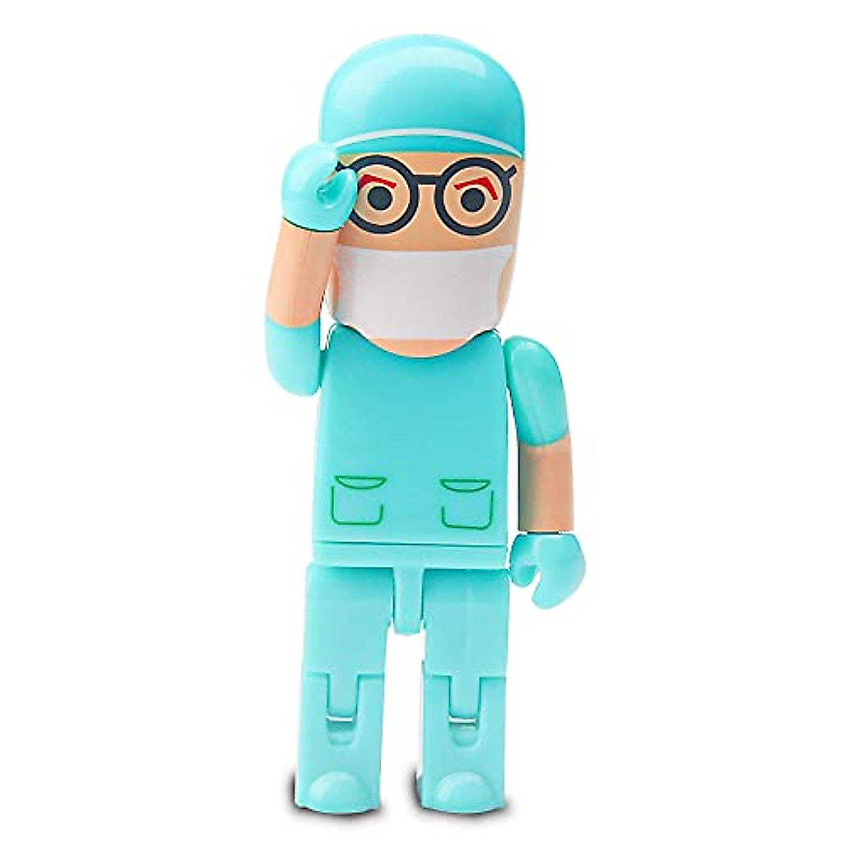 USB Flash Drive 64GB Cartoon Doctor Model USB Drive Thumb Drives USB 2.0 Memory Stick for External Data Storage, Green