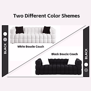 Olodumare 84.3" Modern Cloud Couch with Extra Deep Seats,3 Seater Sofa,Cream Boucle Couch with 2 Pillows Decor Furniture,Marshmallow Tufted Couches for Living Room,Office.Black