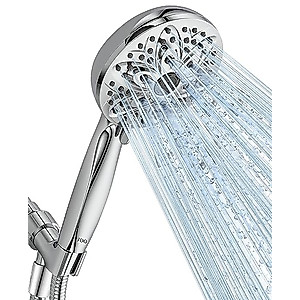 JDO Shower Head with Handheld, High Pressure Handheld Shower Head 6 Settings, Detachable Shower Head Set with Stainless Steel Hose and Shower Bracket (Chrome)