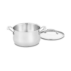 Cuisinart Contour Stainless 5-Quart Dutch Oven with Glass Cover, Silver