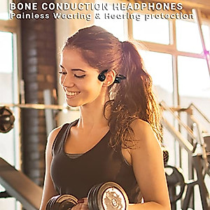 Waterproof Bone Conduction Headphones for Swimming,IPX8 Open-ear 16GB MP3 Player Bluetooth Wireless Sports Swimming Headphones with Noise Cancelling Mic for Swimming Skiing Cycling Driving Gym