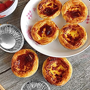 HLCM 100 Pcs Aluminum Foil Mini Pans, Great for Baking Tarts, Quiche, Pudding, etc.