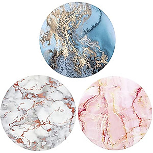 Multifunction Cell Phone Stands and Grips for Smartphones and Tablets Holder - Marble Blue Rose Gold Pink 3 Pack