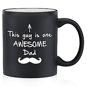 One Awesome Dad Funny Coffee Mug - Best Dad Gifts from Daughter, Son, Wife - Unique Gifts for Dad, Men - Cool Birthday Present Ideas for Husband, Father, Him - Novelty Dad Mug, Fun Cup (Matte Black)