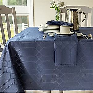 Benson Mills Solid Chagall Spillproof Fabric Table Cloth, for Everyday, Parties, Weddings, & Holiday Tablecloth (60" x 120" Rectangular, Indigo)
