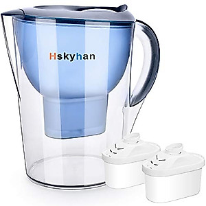 Hskyhan Alkaline Water Filter Pitcher - 3.5 Liters Improve PH, 2 Filters Included, BPA Free, 7 Stage Filteration System to Purify, Blue