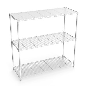 White 3 Tier NSF Metal Shelf Wire Shelving Unit - Set of 2, 1050lbs Capacity Heavy Duty Adjustable Storage Rack with Shelf Liners, Extensible to 6 Tier 2100lbs Shelving Designs, 48" H x 48" L x 18" D