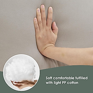 Jeffski 90" L-Shaped Sectional Sofa, 5-Seat Terrycloth Modern Sofa Couch with Chaise Lounge and 3 Pillows for Living Room, Apartment, Office, Beige