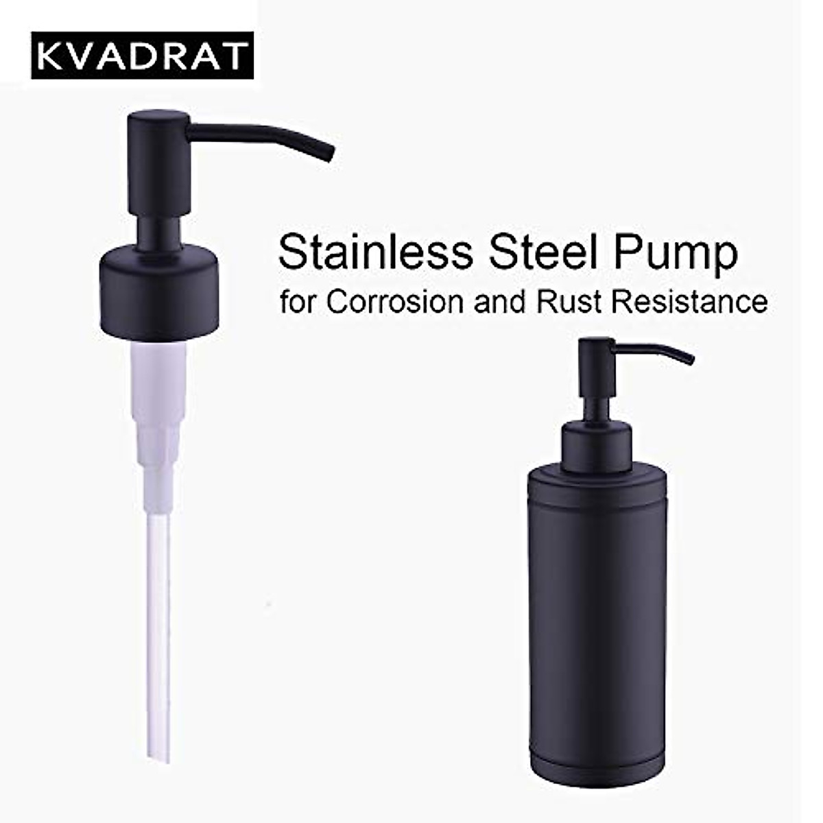 Black Soap Dispenser with Pump, Kmeino Stainless Steel Countertop Soap Dispenser Black Bottle 10 Oz, 300 ML Liquid Bottle for Kitchen Bathroom Hand Dish Lotion Dispenser