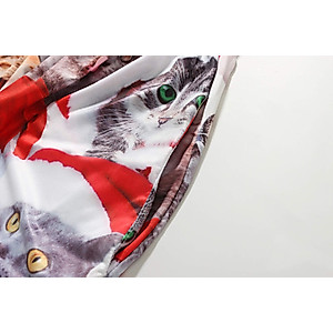 SSLR Womens Party Dress Printed A-Line Crewneck Sleeveless Ugly Christmas Dresses for Women (Large, White Red)