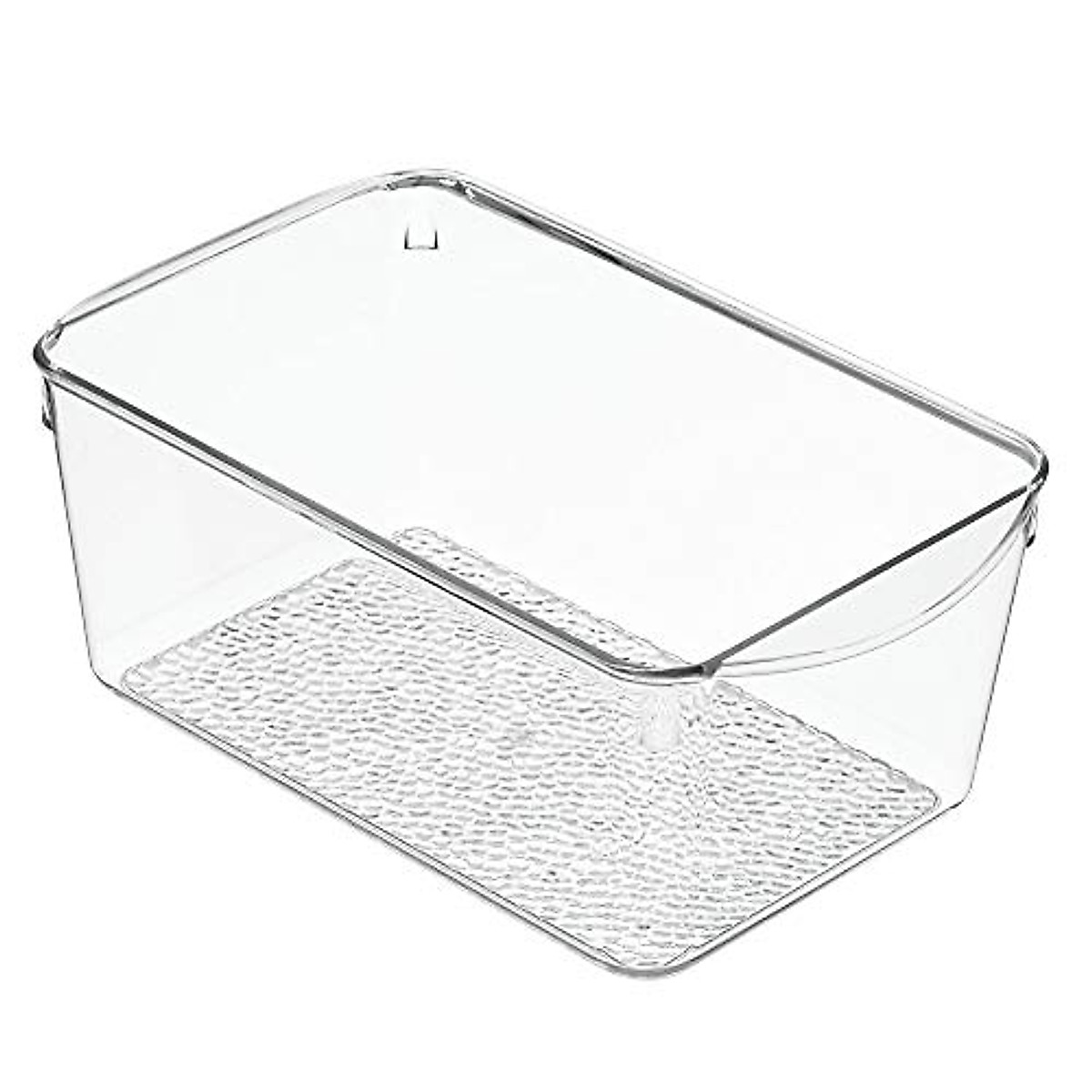 iDesign Rain Plastic Bathroom Cosmetic Organizer with Handles, Storage Bin for Makeup, Contact Lenses, Solution, Cotton Balls, 6" x 10.25" x 4.25" - Clear