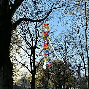 Mexican Talavera Ceramic Tile Halloween Windsocks Flag 40 Inch Flag Wind Socks Outdoor Hanging Decoration Halloween Decorations Halloween Decor Outdoor for Home Yard Patio with Led Light