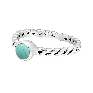 AeraVida Simple Twisted Band Round Green Turquoise925 Sterling Silver Ring (8)