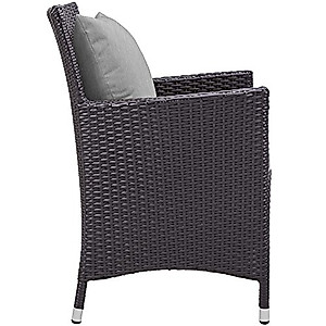 Modway Convene Wicker Rattan Outdoor Patio Dining Armchair with Cushion in Espresso Gray