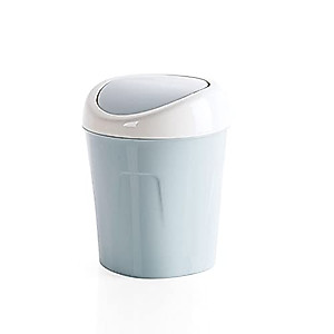 YITAQI Trash Can Living Room Home Mini Bedside Desktop Plastic Garbage Bin Waste Basket Storage Organizer(Blue)