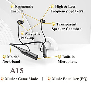 CATHERMENGO Multi Speakers Wireless Bluetooth Headphones, Neckband Headset with Built-in Noise Cancelling Microphone, Hi-Fi Stereo Gaming Running Earbuds