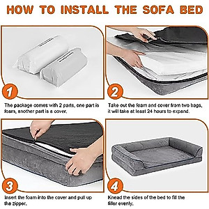 Sicilaien Dog Beds for Extra Large Dogs, Orthopedic Sofa Dog Bed with Removable Washable Cover&Nonskid Bottom, 7" Thick Head and Neck Support Dog Ded for Comfortable Sleep